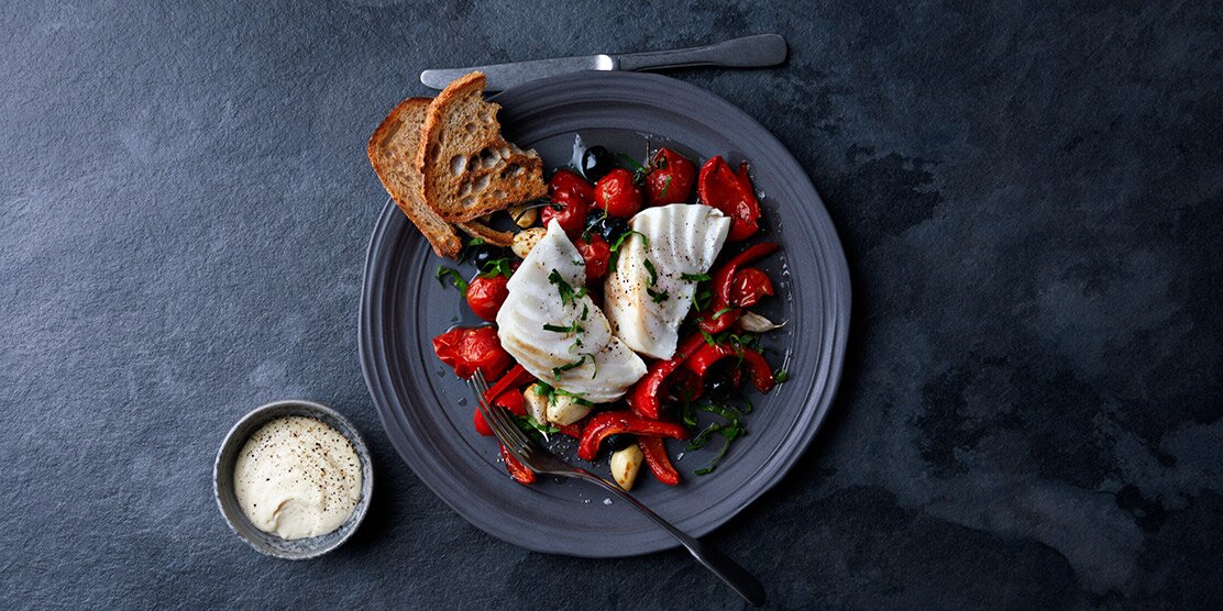 Norwegian cod with red peppers and tomatoes | Seafood from Norway
