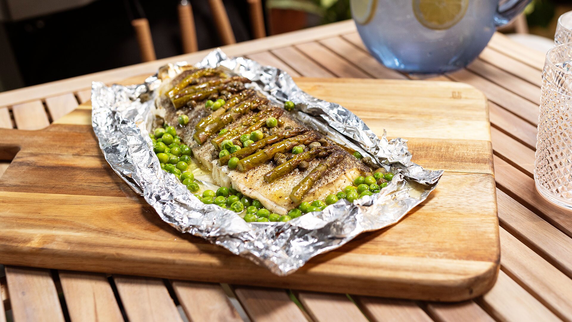Grilled Norwegian cod in papillote with capers and asparagus | Seafood ...
